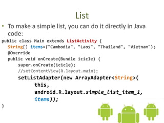 07.3. Android Alert message, List, Dropdown, and Auto Complete | PPT