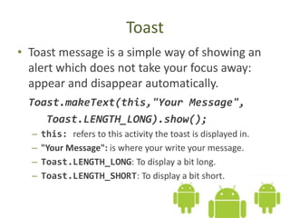07.3. Android Alert message, List, Dropdown, and Auto Complete | PPT
