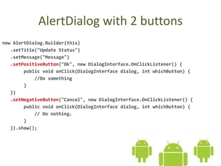 07.3. Android Alert message, List, Dropdown, and Auto Complete | PPT