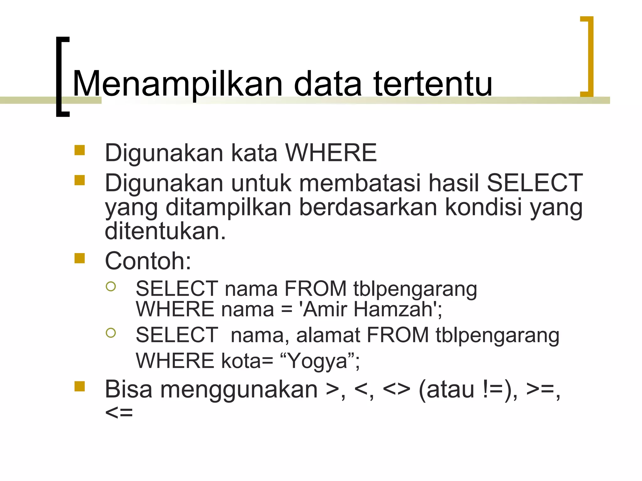Pengantar SQL | PPT