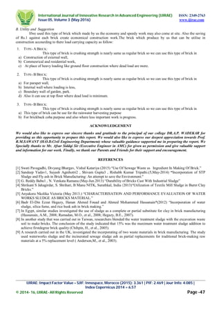 Partially Replacement of Clay by S.T.P. Sludge in Brick Manufacturing | PDF