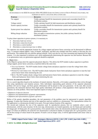 Optimal Capacitor Placement for IEEE 14 bus system using Genetic Algorithm | PDF