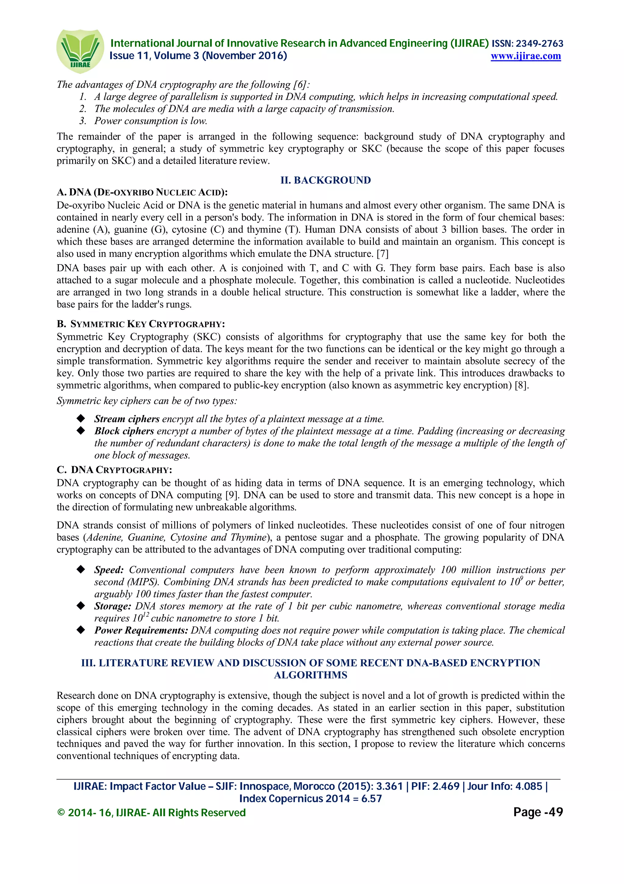 Dna Encryption Algorithms Scope And Challenges In Symmetric Key Cryptography Pdf