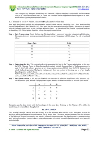 DNA Encryption Algorithms: Scope and Challenges in Symmetric Key ...