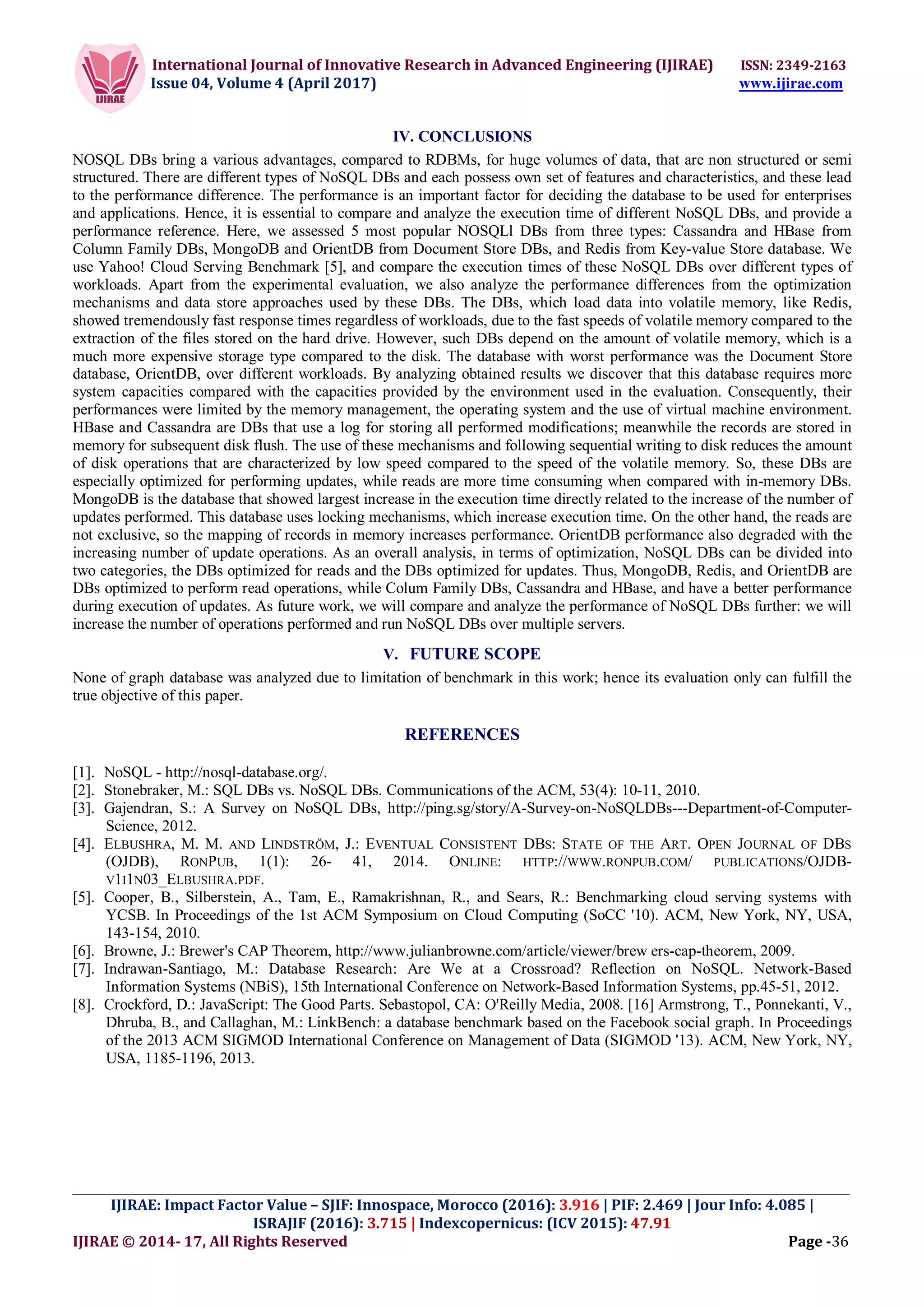 A Study of Performance NoSQL Databases | PDF