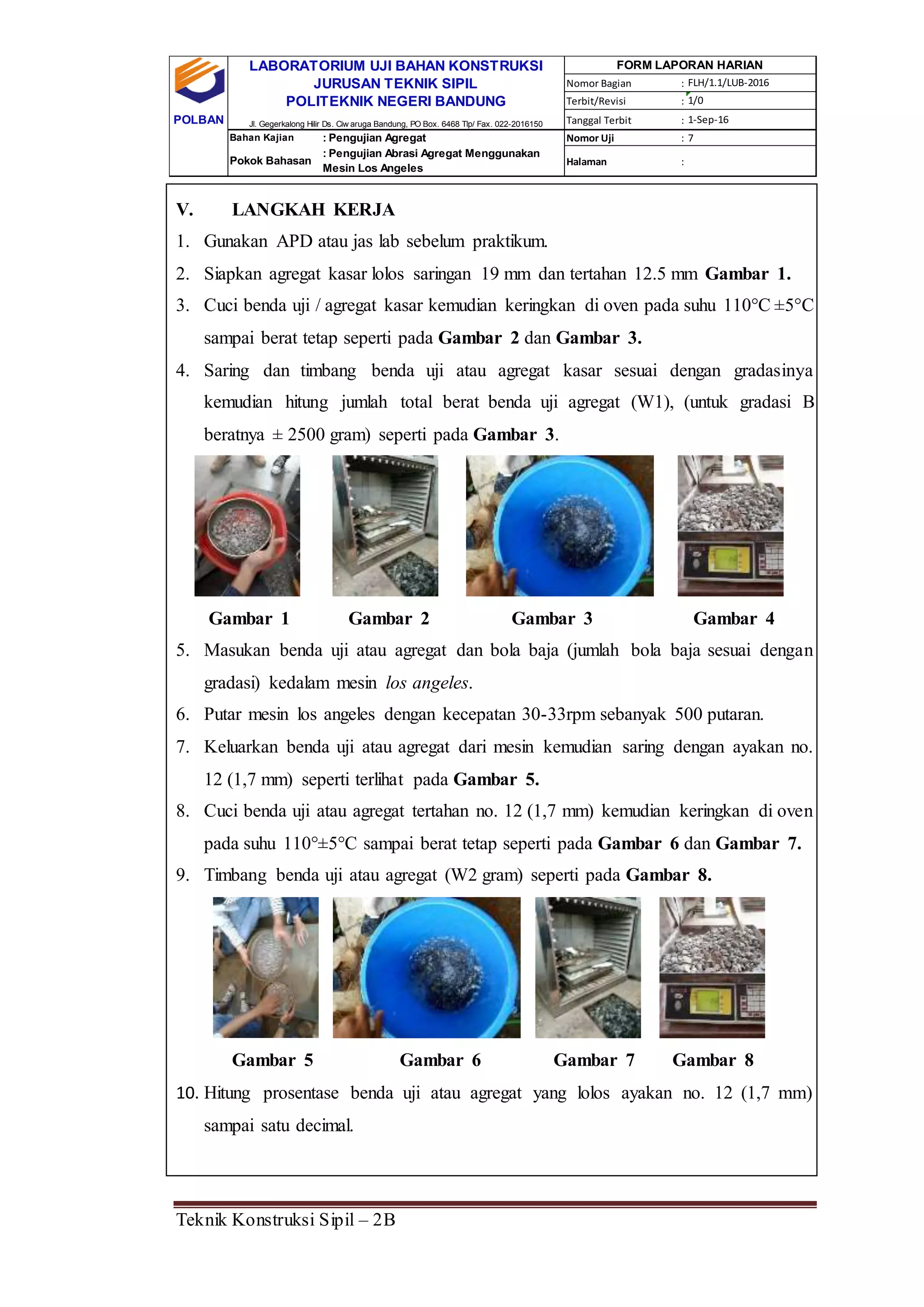 07. pengujian abrasi agregat halus dan kasar menggunakan mesin los angeles (maldi) | DOCX