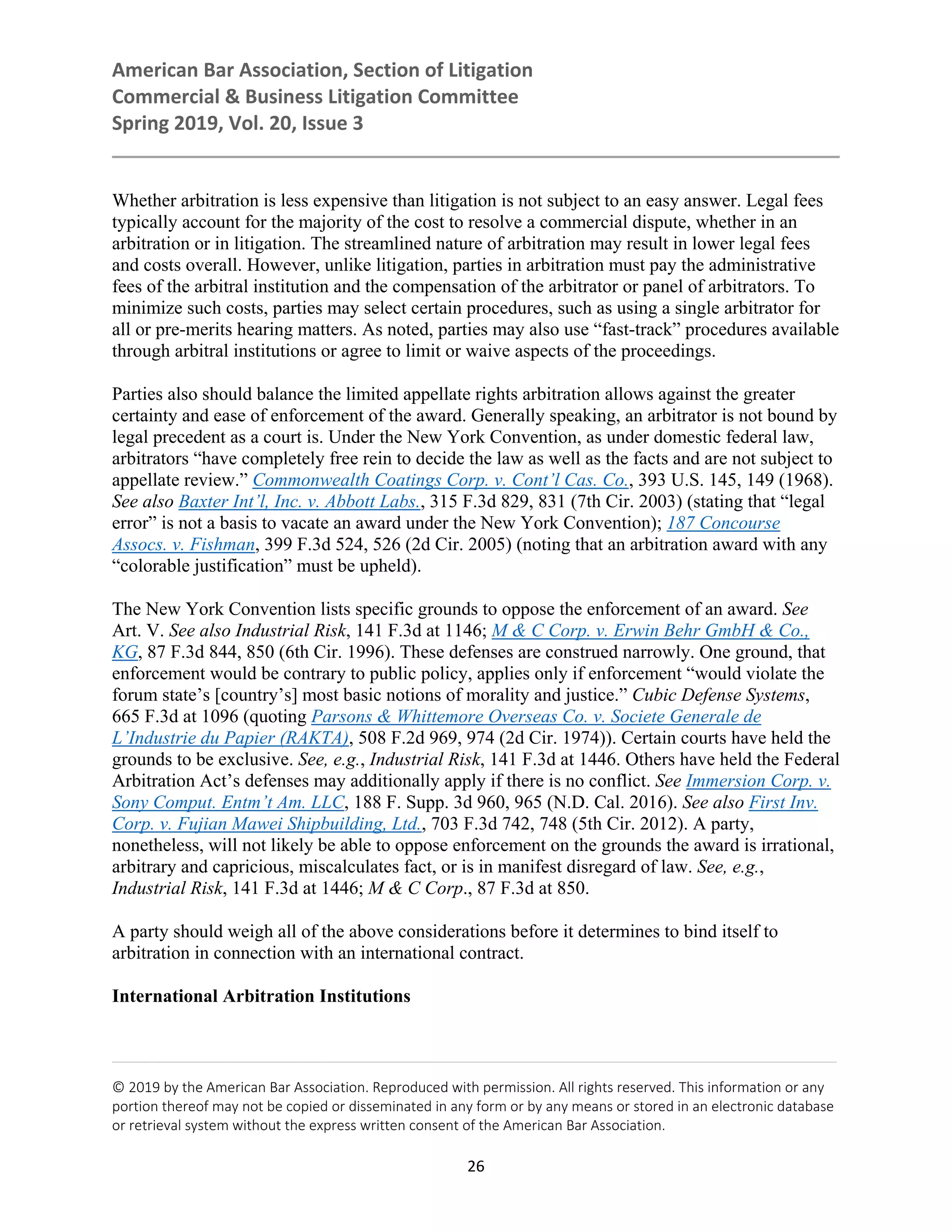 The Benefits of Arbitrating International Commercial Disputes | PDF