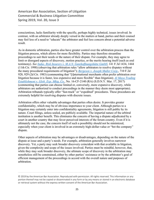 The Benefits of Arbitrating International Commercial Disputes | PDF