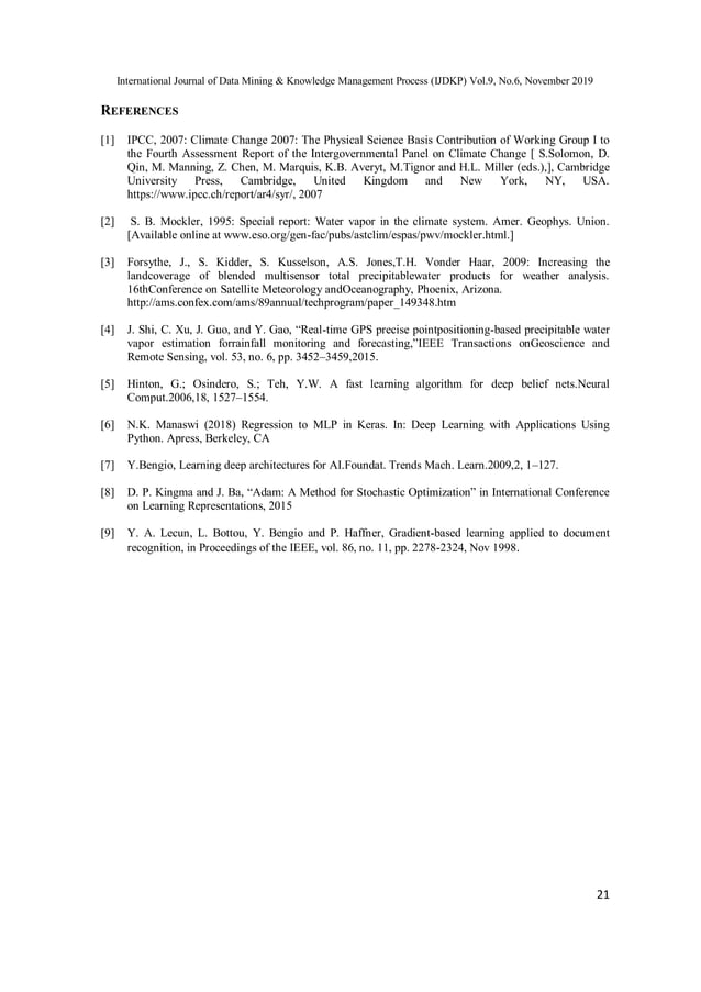 DEEP LEARNING BASED MULTIPLE REGRESSION TO PREDICT TOTAL COLUMN WATER VAPOR (TCWV) FROM PHYSICAL ...