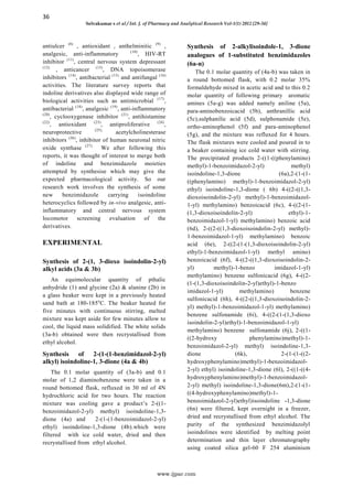 In-vivo analgesic, anti-inflammatory and central nervous system ...