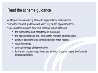 07.1 How to make Successful AHRC Grant Bids | PPT