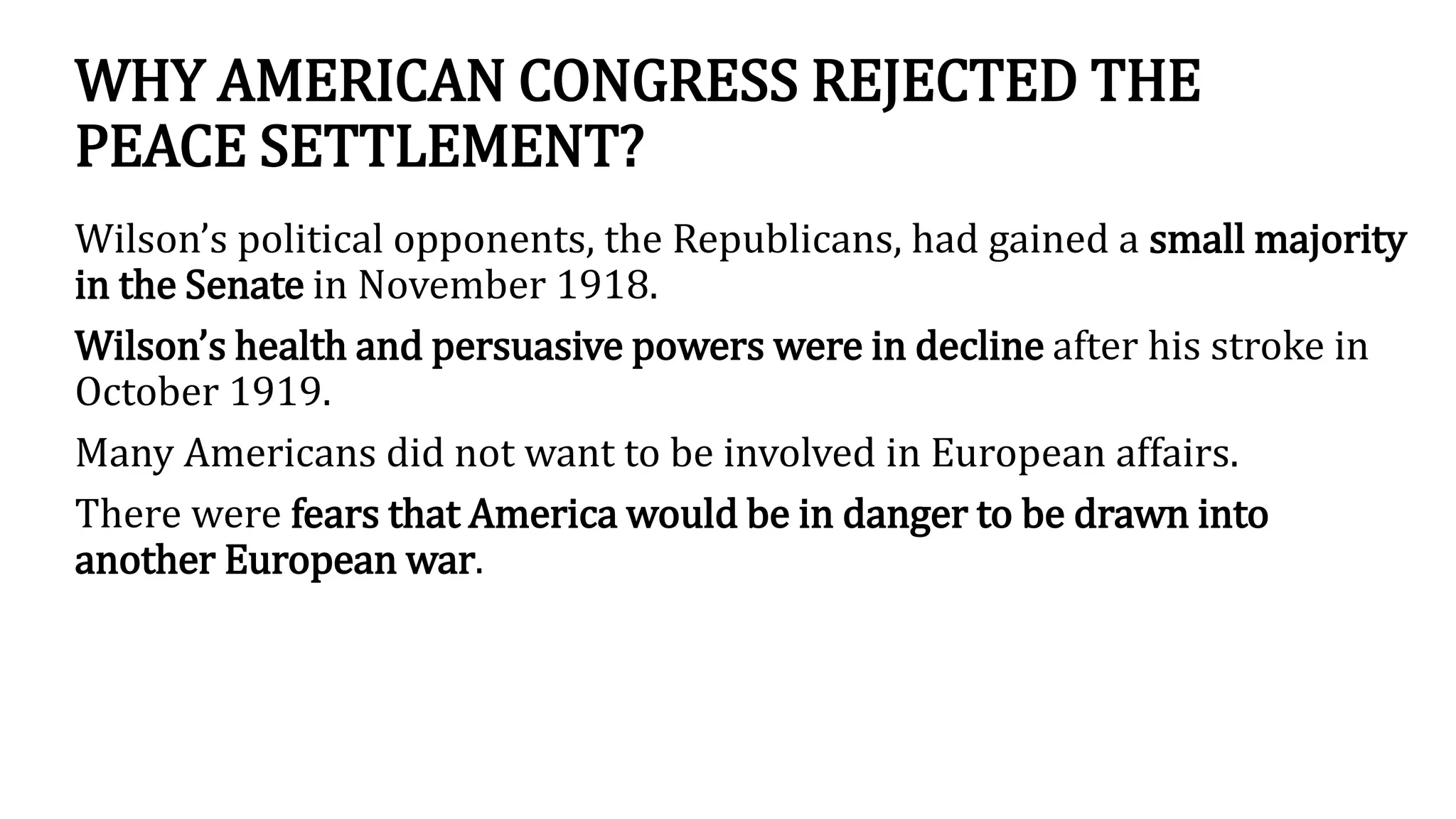 HISTORY IGCSE CONTENT - 20TH CENTURY OPTION - FAIRNESS OF THE TREATIES ...