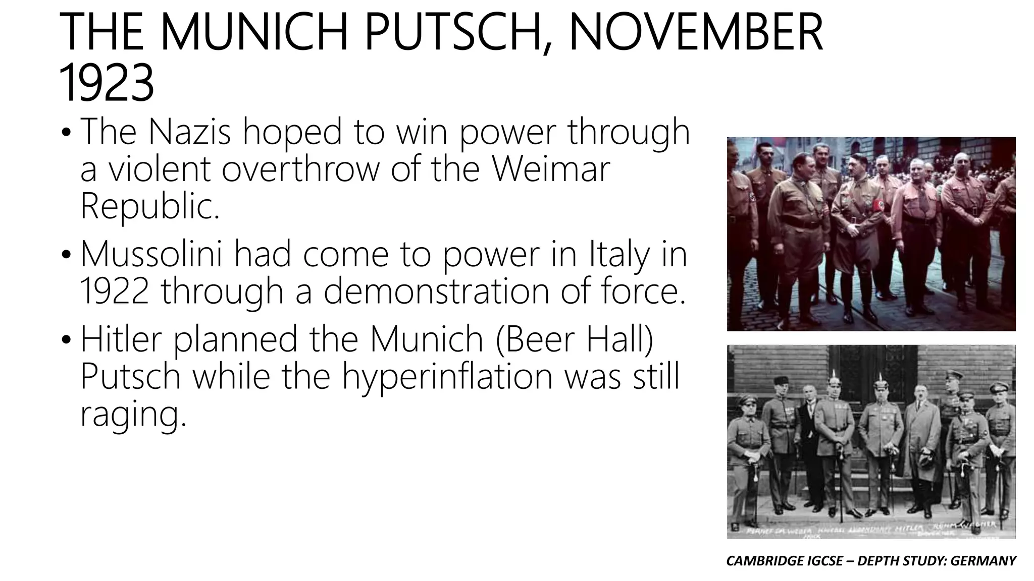 HISTORY IGCSE CONTENT - 20TH CENTURY OPTION - DEPTH STUDY GERMANY ...