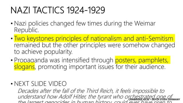 HISTORY IGCSE CONTENT - 20TH CENTURY OPTION - DEPTH STUDY GERMANY ...