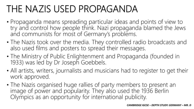 IGCSE REVISION - GERMANY: NAZI METHODS OF CONTROL | PPT