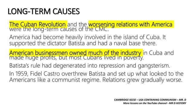 HISTORY IGCSE CONTENT - 20TH CENTURY OPTION - USA CONTAINING COMMUNISM ...