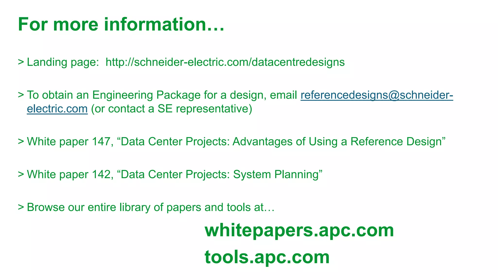 Schneider Electric Data Center Reference Designs | PDF