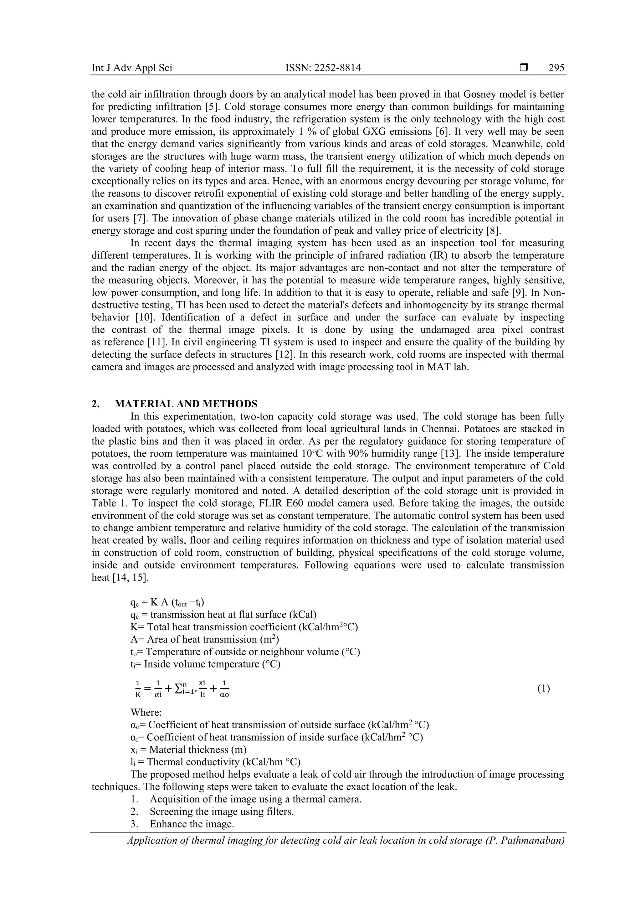 Application of thermal imaging for detecting cold air leak location in ...