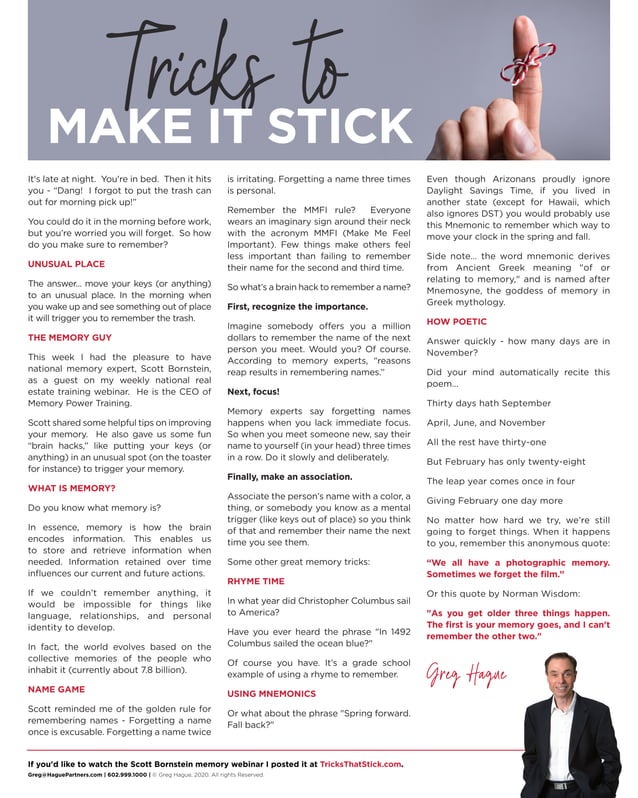 TRICKS THAT STICK - Memory Enhancing Tips | PDF TRICKS THAT STICK - Memory Enhancing Tips | PDF