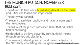 DEPTH STUDY GERMANY: WHAT WAS THE NAZI PARTY STOOD FOR IN THE 1920'S | PPTX