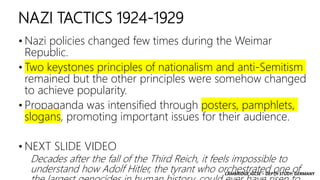 DEPTH STUDY GERMANY: WHAT WAS THE NAZI PARTY STOOD FOR IN THE 1920'S | PPTX
