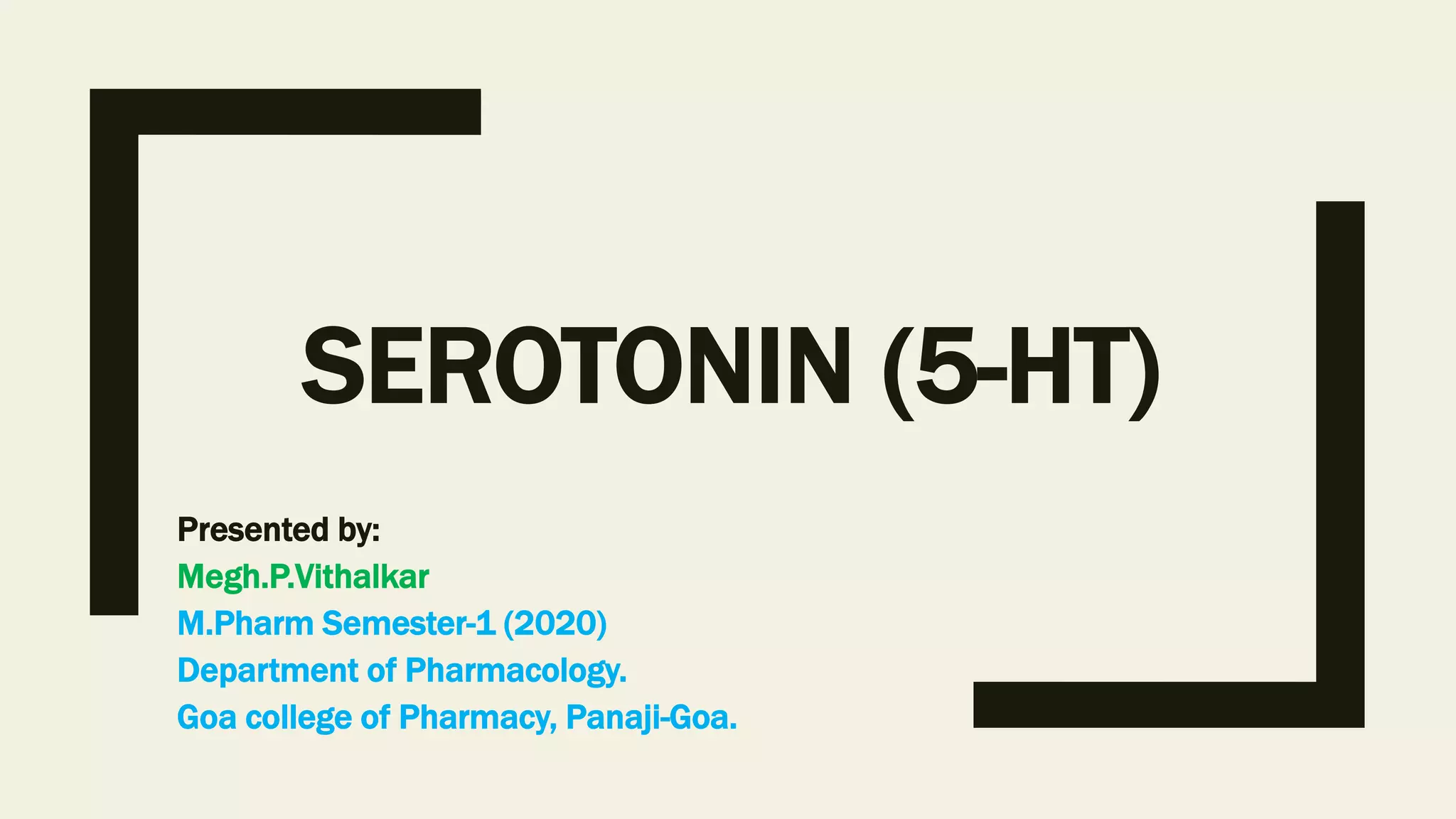 Serotonin Pharmacology (5-HT) [Neurotransmitter] | PPTX