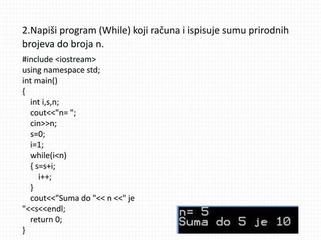 WHILE PETLJA-CIKLICNE STRUKTURE | PPT