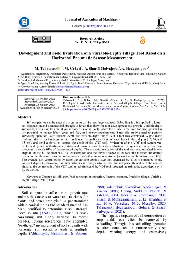 Development and Field Evaluation of a Variable-Depth Tillage Tool Based ...
