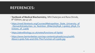 "Functions of Lipids" ~ Cellular and Molecular Pharmacology | PPTX