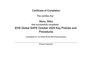 07. EHS Global SAFE October 2020 | PDF