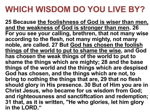 god's wisdom vs man's wisdom | PPTX | Christianity | Religion ...