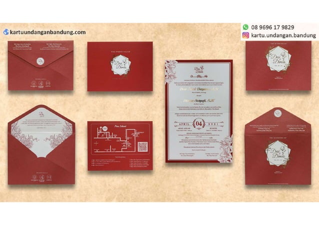 Kartu Undangan Model Softcover + Amplop Red White Floral Aesthetic | PDF