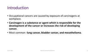 Occupational Cancers and its prevention in an Industrial setting | PPTX