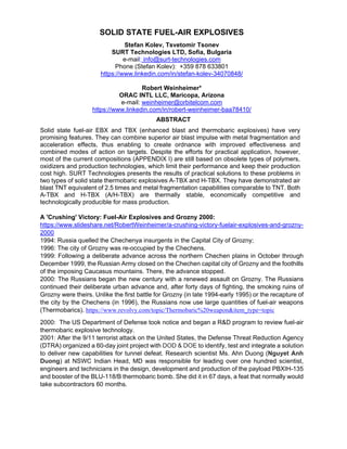 07 25-2018 "SOLID STATE FUEL-AIR EXPLOSIVES" (THERMOBARICS) | PDF