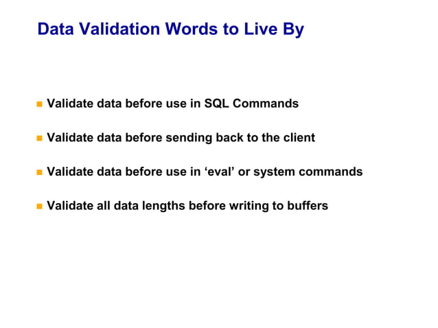 07 application security fundamentals - part 2 - security mechanisms - data validation | PPTX ...