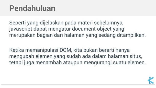 Pemrograman Web - Manipulasi DOM dengna Javascript | PPT
