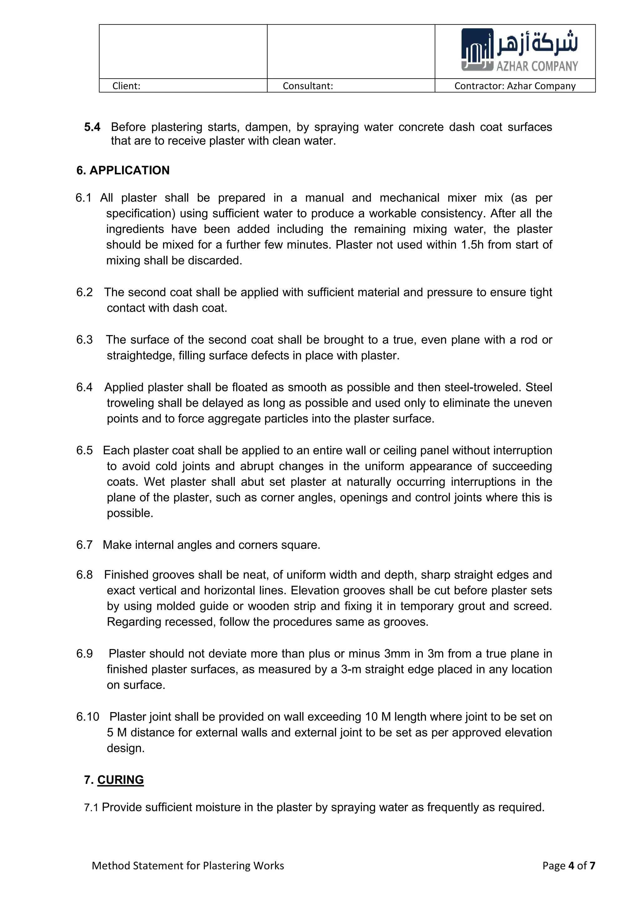 07 - Method Statement for Plastering Works.pdf