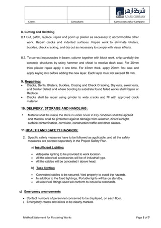 07 - Method Statement for Plastering Works.pdf