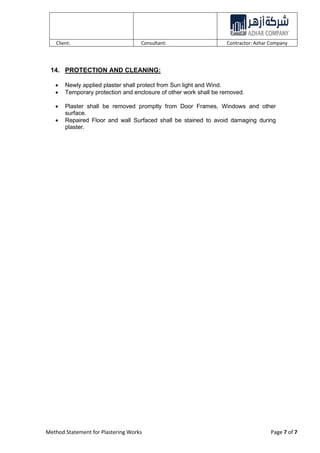07 - Method Statement for Plastering Works.pdf