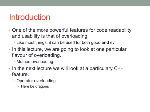 2CPP08 - Overloading and Overriding | PPT