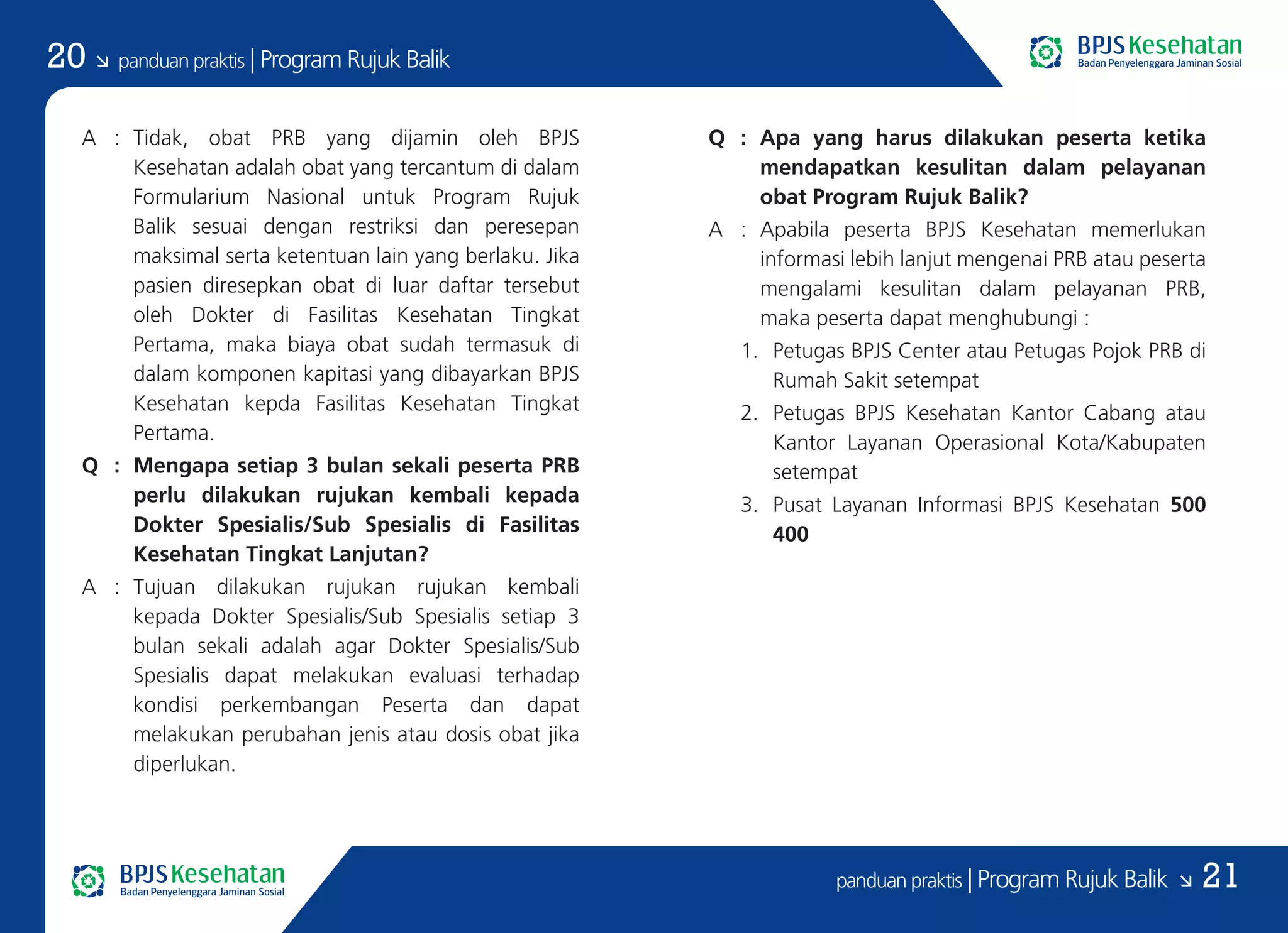 Buku Panduan Praktis BPJS Kesehatan - Program Rujuk Balik (PRB) | PDF