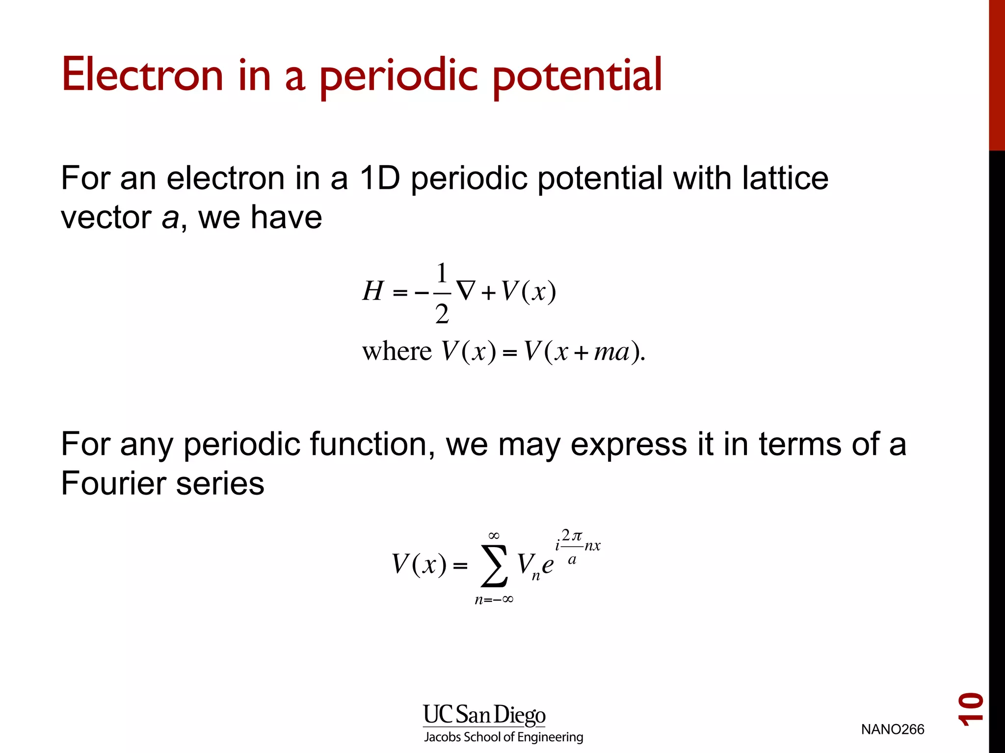 NANO266 - Lecture 7 - QM Modeling of Periodic Structures | PDF