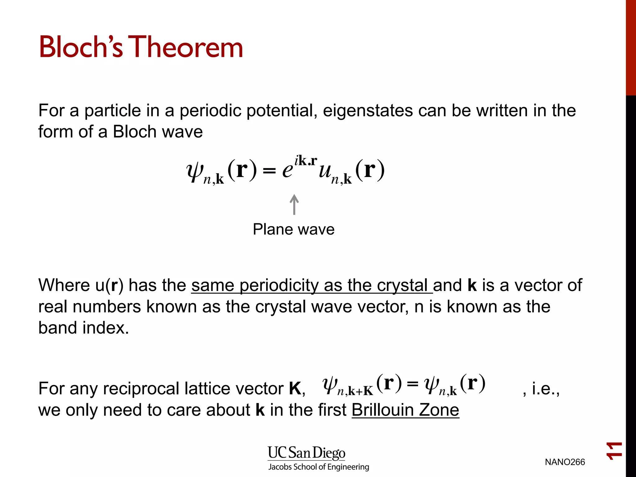 NANO266 - Lecture 7 - QM Modeling of Periodic Structures | PDF