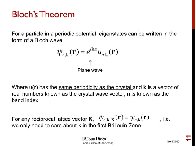 NANO266 - Lecture 7 - QM Modeling of Periodic Structures | PDF