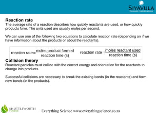 Rate and extent of reaction | ODP