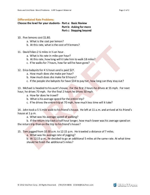07 Rate And unit rate word problems 1 07 Rate And unit rate word problems 1