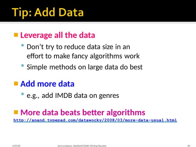 Mining massive datasets using recommender system | PPT