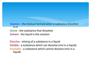 solution IGCSE chemistry- formation of solution | PPT | Chemistry | Science