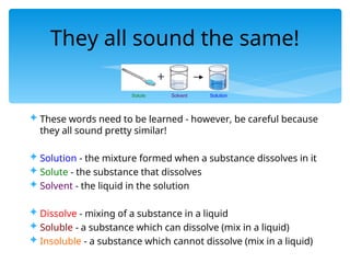 solution IGCSE chemistry- formation of solution | PPT | Chemistry | Science