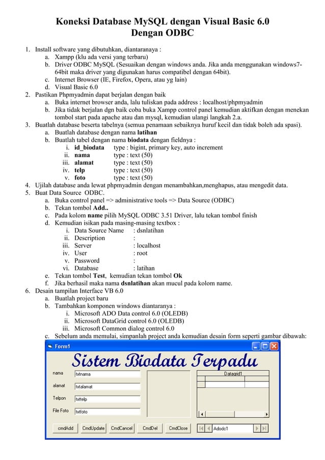 step koneksi vb 6 dengan mysql | PDF